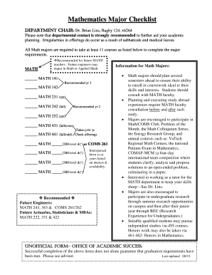 Fillable Online hsc Mathematics Major Checklist - hsc Fax Email Print ...