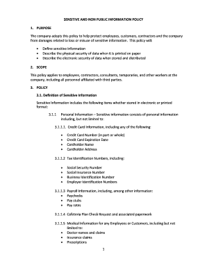 Fillable Online etbu SENSITIVE AND NON PUBLIC INFORMATION POLICY 1 ...