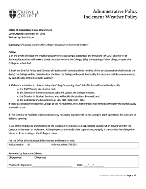 Fillable Online Inclement Weather Policy - CRISWELL COLLEGE Fax Email ...