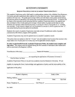Fillable Online kutztown REQUEST FOR APPLICATION OF ACADEMIC ...