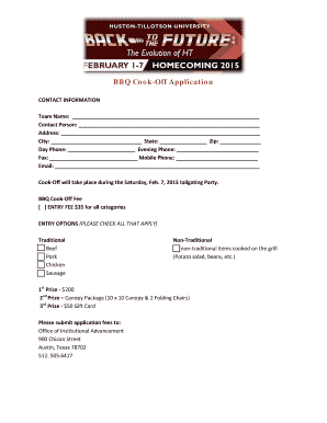 Fillable Online htu BBQ Cook-Off Application - Huston-Tillotson Fax ...