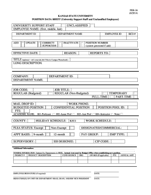 Fillable Online k-state PER-36 62014 KANSAS STATE UNIVERSITY POSITION ...
