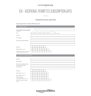 Fillable Online ISA ADDITIONAL PERMITTED SUBSCRIPTION (APS) Fax Email ...