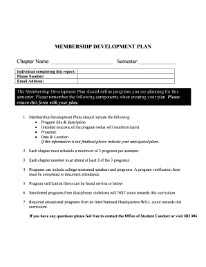 Fillable Online marist MEMBERSHIP DEVELOPMENT PLAN - Marist College Fax ...