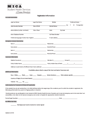 Fillable Online mica Registration Information Personal Information ...