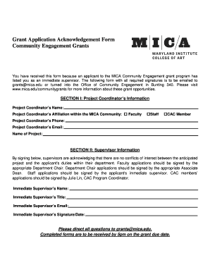 Fillable Online mica Grant Application Acknowledgement Form Community ...