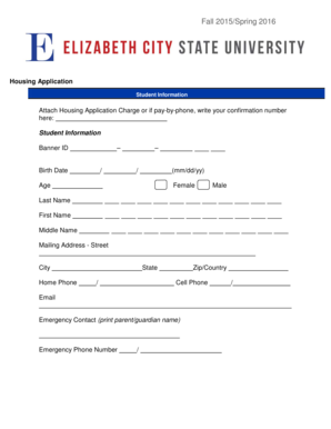 Fillable Online ecsu Student Information - Elizabeth City State University - ecsu Fax Email ...
