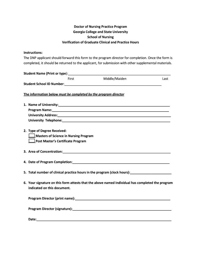 Fillable Online gcsu Doctor of Nursing Practice Program Georgia College ...