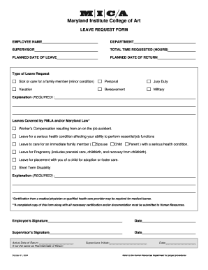 Fillable Online mica Leave Request Form 407doc - mica Fax Email Print ...