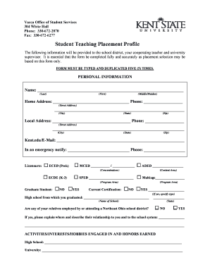 Fillable Online kent ST Information Form 2006doc Fax Email Print ...