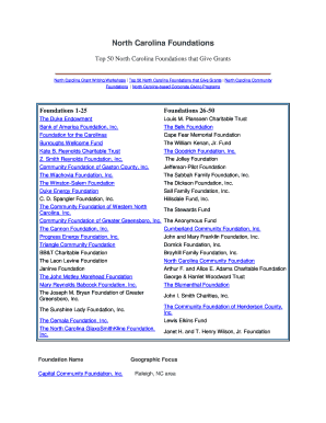 Fillable Online North Carolina Foundations Fax Email Print - pdfFiller
