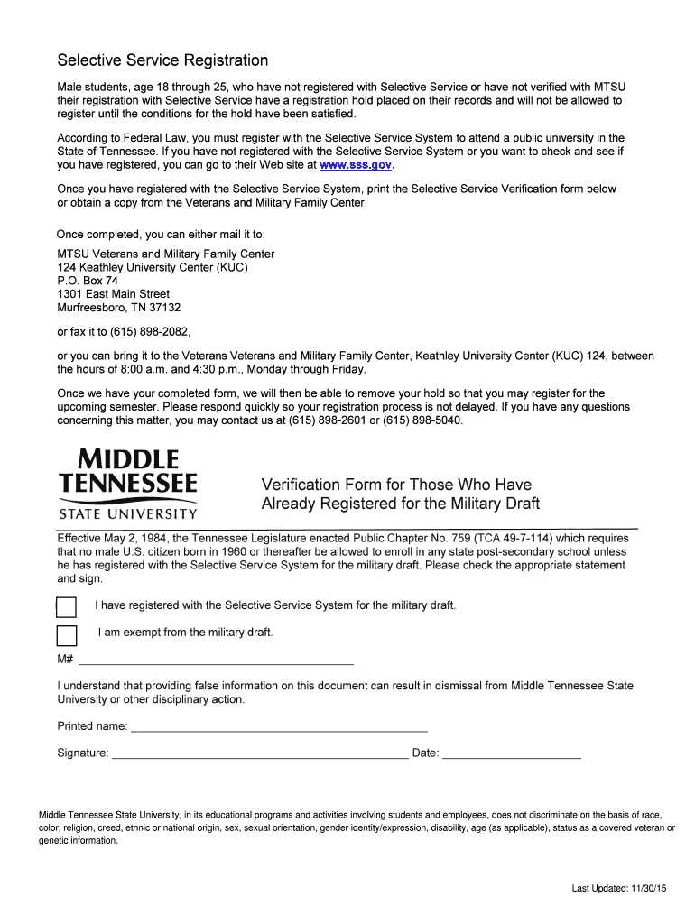 Fillable Online mtsu Selective Service Registration - mtsuedu Fax Email ...