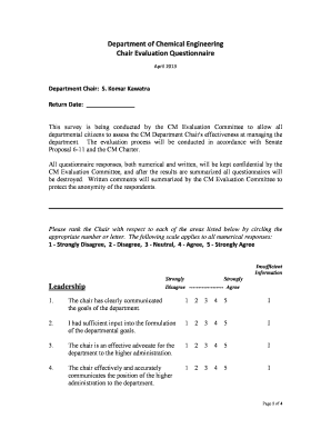 Fillable Online CM Chair Evaluation Questionnaire Fax Email Print ...