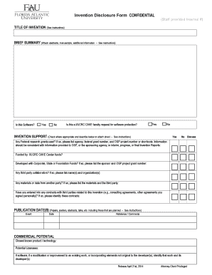 Fillable Online fau Invention Disclosure Form CONFIDENTIAL Staff ...