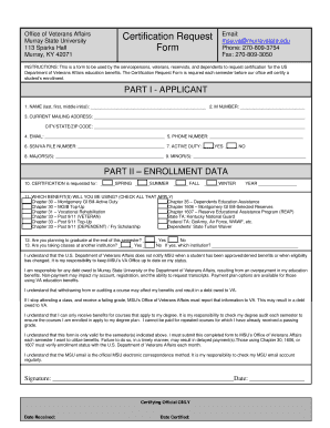 Fillable Online murraystate Office of Veteran Certification Request ...