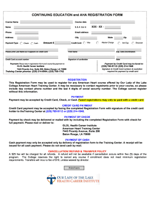 Fillable Online CONTINUING EDUCATION and AHA REGISTRATION FORM Fax ...