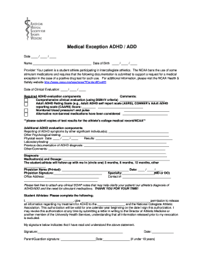 Fillable Online Version 1 Medical Exception ADHD 5-09Princeton 3 2doc ...