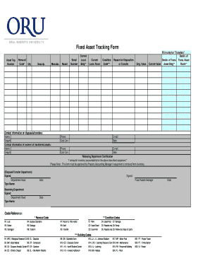 Fillable Online oru Fixed Asset Tracking Form - Oral Roberts University ...