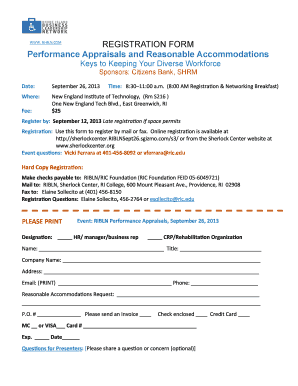 Fillable Online ric WWW RI REGISTRATION FORM Performance Appraisals and ...