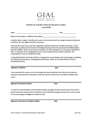 Fillable Online gial 312012b Petition to Transfer Gen Ed Credits BA-IS ...