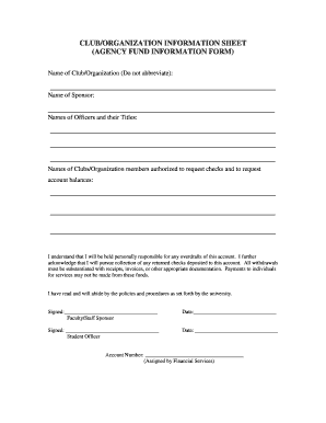 Fillable Online etbu CLUBORGANIZATION INFORMATION SHEET Fax Email Print ...
