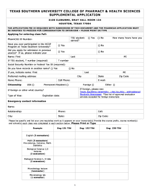 Fillable Online tsu TEXAS SOUTHERN UNIVERSITY COLLEGE OF PHARMACY ...