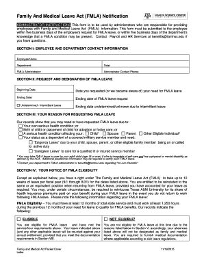 Fillable Online tamhsc Family And Medical Leave Act FMLA Notification ...