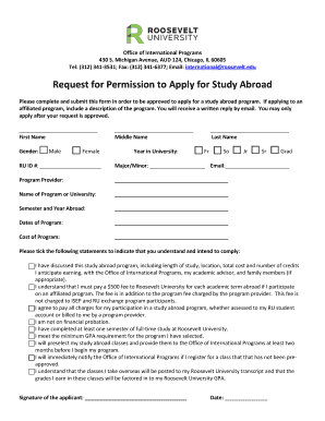 Fillable Online Request for Permission to Apply for Study Abroad Fax ...