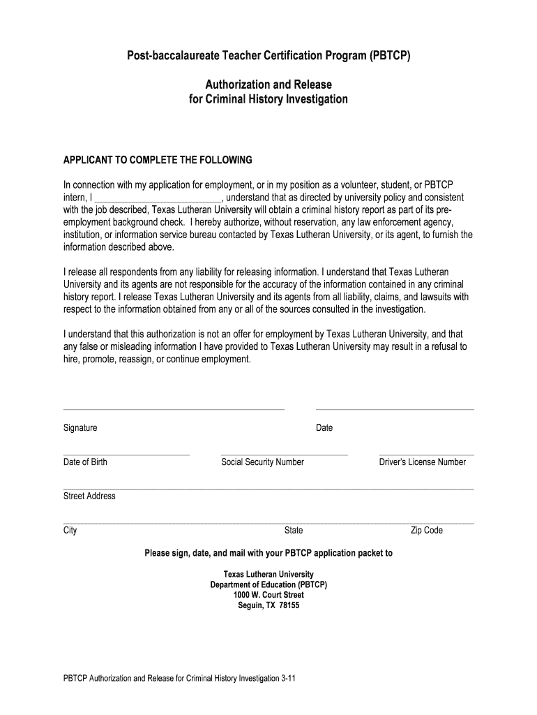 Fillable Online Tlu Post baccalaureate Teacher Certification Program Fillable Online Tlu Post baccalaureate Teacher Certification Program