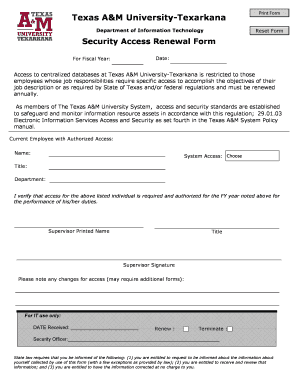 Fillable Online tamut Security Access Renewal Form Fax Email Print - pdfFiller