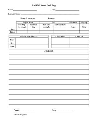 Fillable Online tamug TAMUG Deck Log 02-12 Fax Email Print - pdfFiller