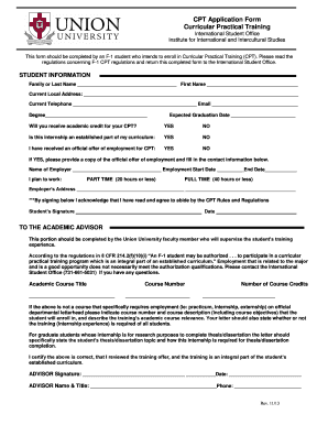 Fillable Online uu CPT Application Form Curricular Practical Training ...