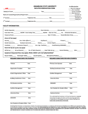 Fillable Online gram GRAMBLING STATE UNIVERSITY For Office Use Only ...