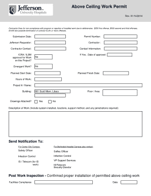 Fillable Online jefferson Above Ceiling Work Permit - Jefferson Fax ...