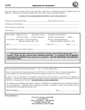 Fillable Online uapb UAPB Application for Graduation Please print ...