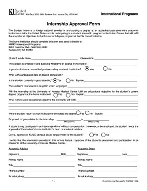 Fillable Online kumc Internship Approval Form.DOC Fax Email Print ...