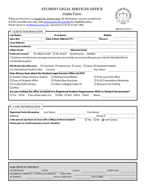 Fillable Online umass Intake Form - UMass Amherst - umass Fax Email Print - pdfFiller