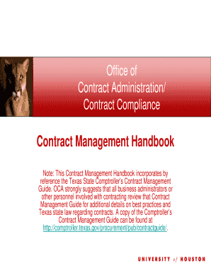 Fillable Online Note: This Contract Management Handbook incorporates by ...