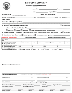 Fillable Online isu Personnel(Instructions) Fax Email Print - pdfFiller