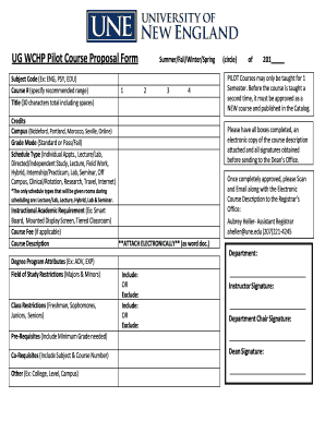Fillable Online une UG WCHP Pilot Course Proposal Form - uneedu Fax ...
