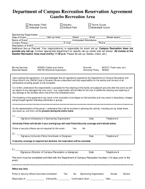 Fillable Online uncw Department of Campus Recreation Reservation ...