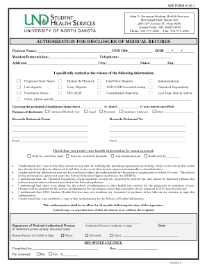 Fillable Online und AUTHORIZATION FOR DISCLOSURE OF MEDICAL RECORDS Fax ...