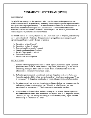 Fillable Online The MMSE is screening tool that provides a brief ...