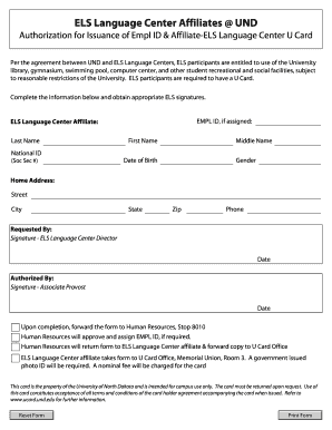 Fillable Online und ELS Language Center Affiliates UND Fax Email Print ...