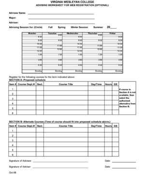 Fillable Online vwc ADVISINGWORKSHEETFORWEBREGISTRATION(OPTIONAL) - vwc ...