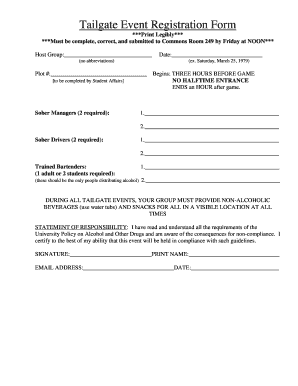 Fillable Online wlu Tailgate Event Registration Form - wlu Fax Email ...