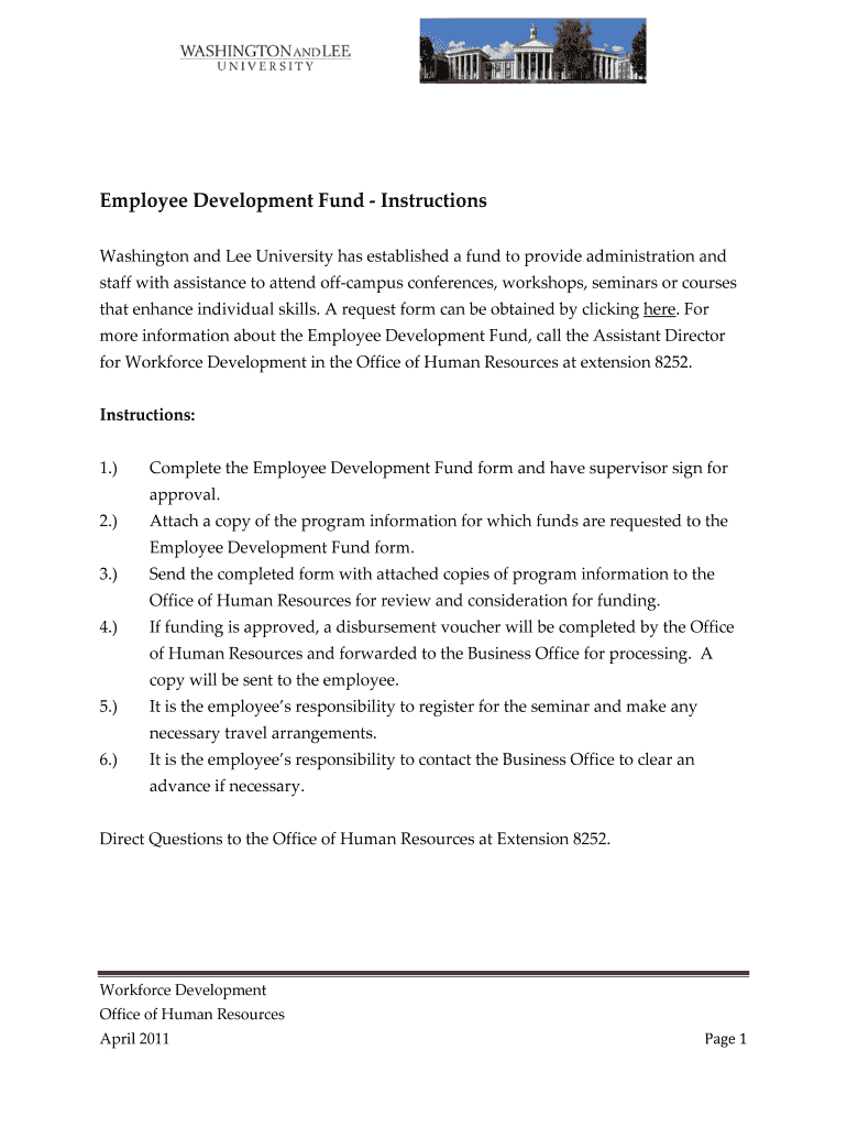 Fillable Online wlu Employee Development Fund - Instructions - wlu Fax ...