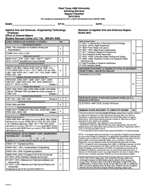 Fillable Online wtamu Applied Arts and SciencesEngineering Technology Fax Email Print - pdfFiller