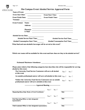 Fillable Online uncsa On-Campus Event Alcohol Service Approval Form Fax ...