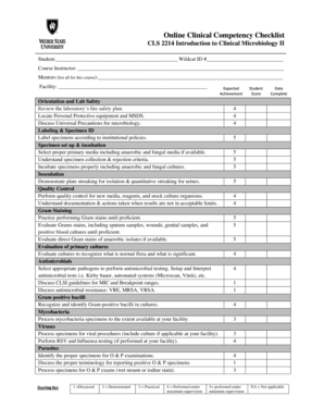 Fillable Online weber Online Clinical Competency Checklist CLS 2214 ...